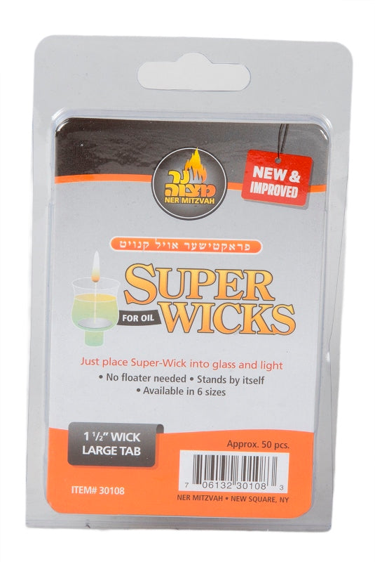 50 Pk. Super Wick 1.5" Wick - Large Tab – Judaica Plaza